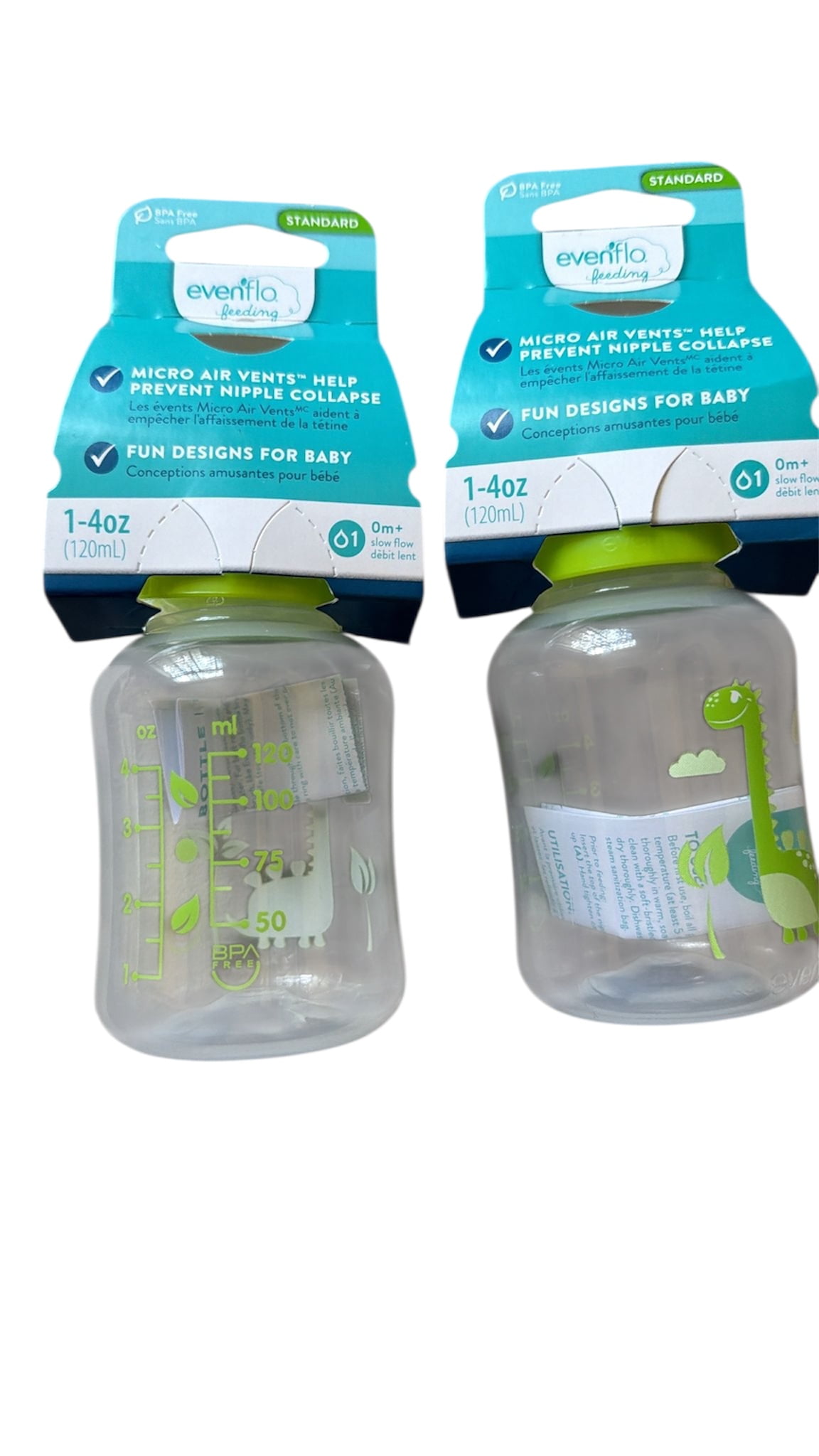 Evenflo Slow Flow Baby Bottle 4 oz 2 Pack - Walmart.com