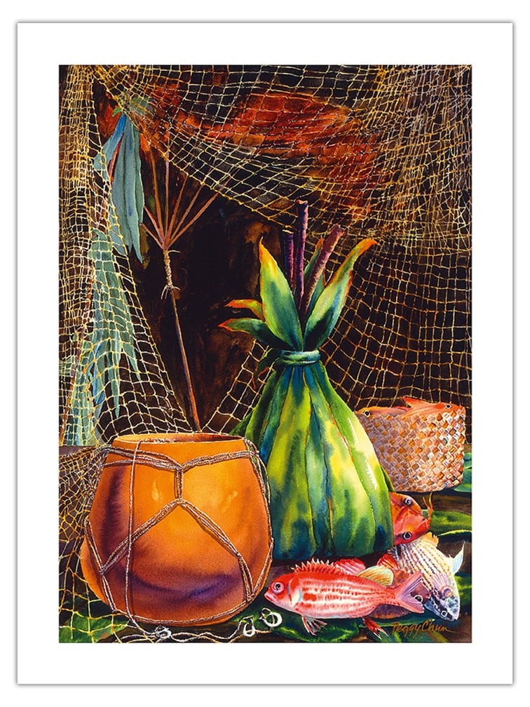 Evening Catch - Hawaiian Fish Nets (’Upena) - Tied Gourd (Ipu Hawele ...
