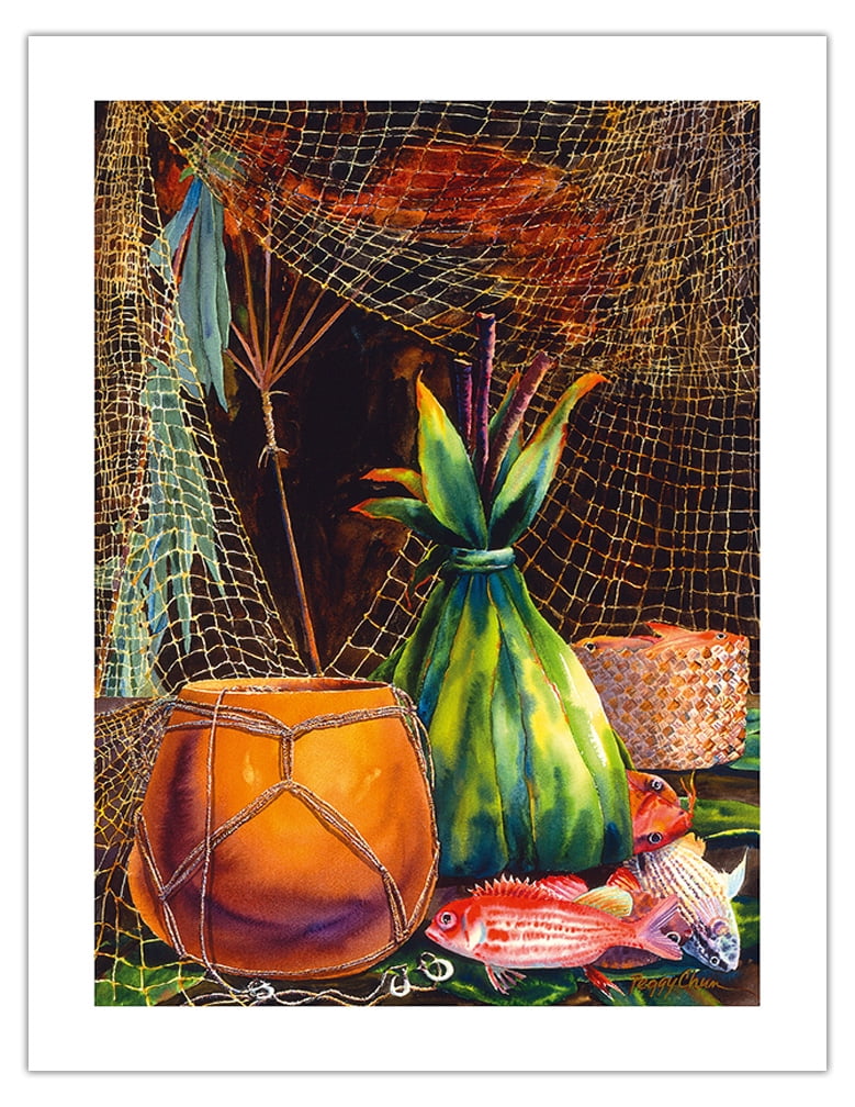 Evening Catch - Hawaiian Fish Nets (’Upena) - Tied Gourd (Ipu Hawele ...