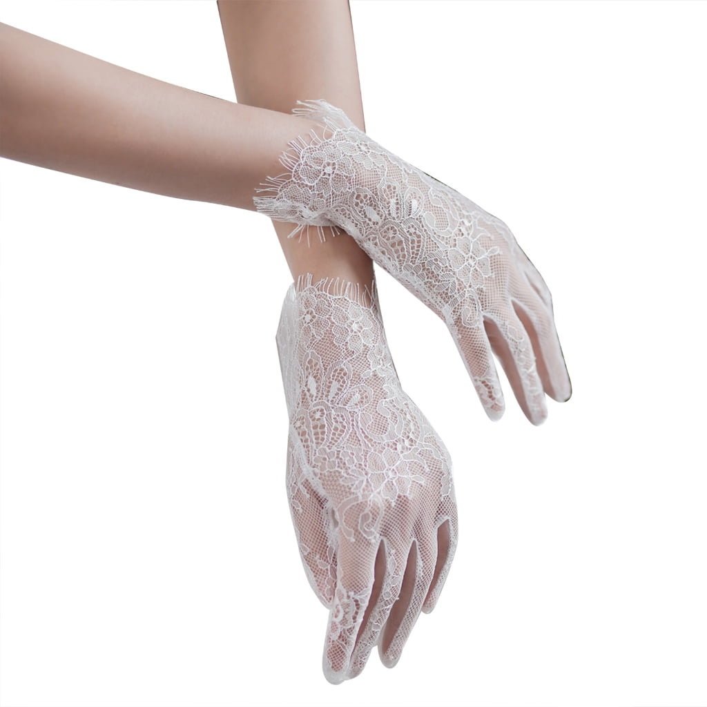 Evening Lace Gloves Floral Tulle for Wedding Proms for Women and Girls ...