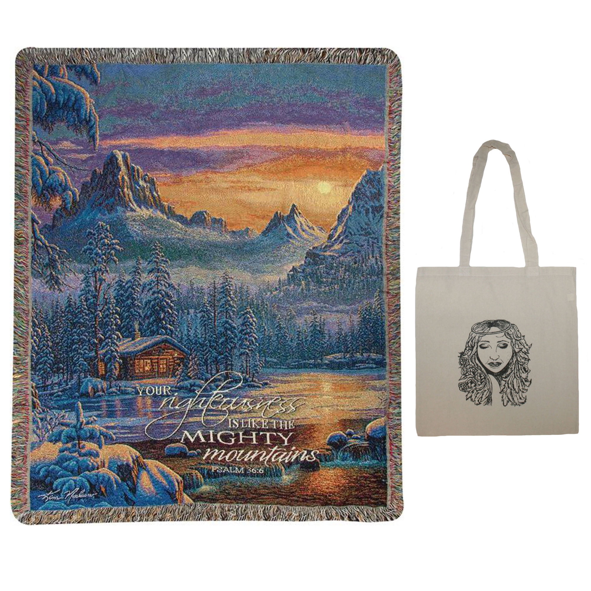 Evening On Mountain Lake 50" x 60" Inspirational Tapestry Throw Blanket ...