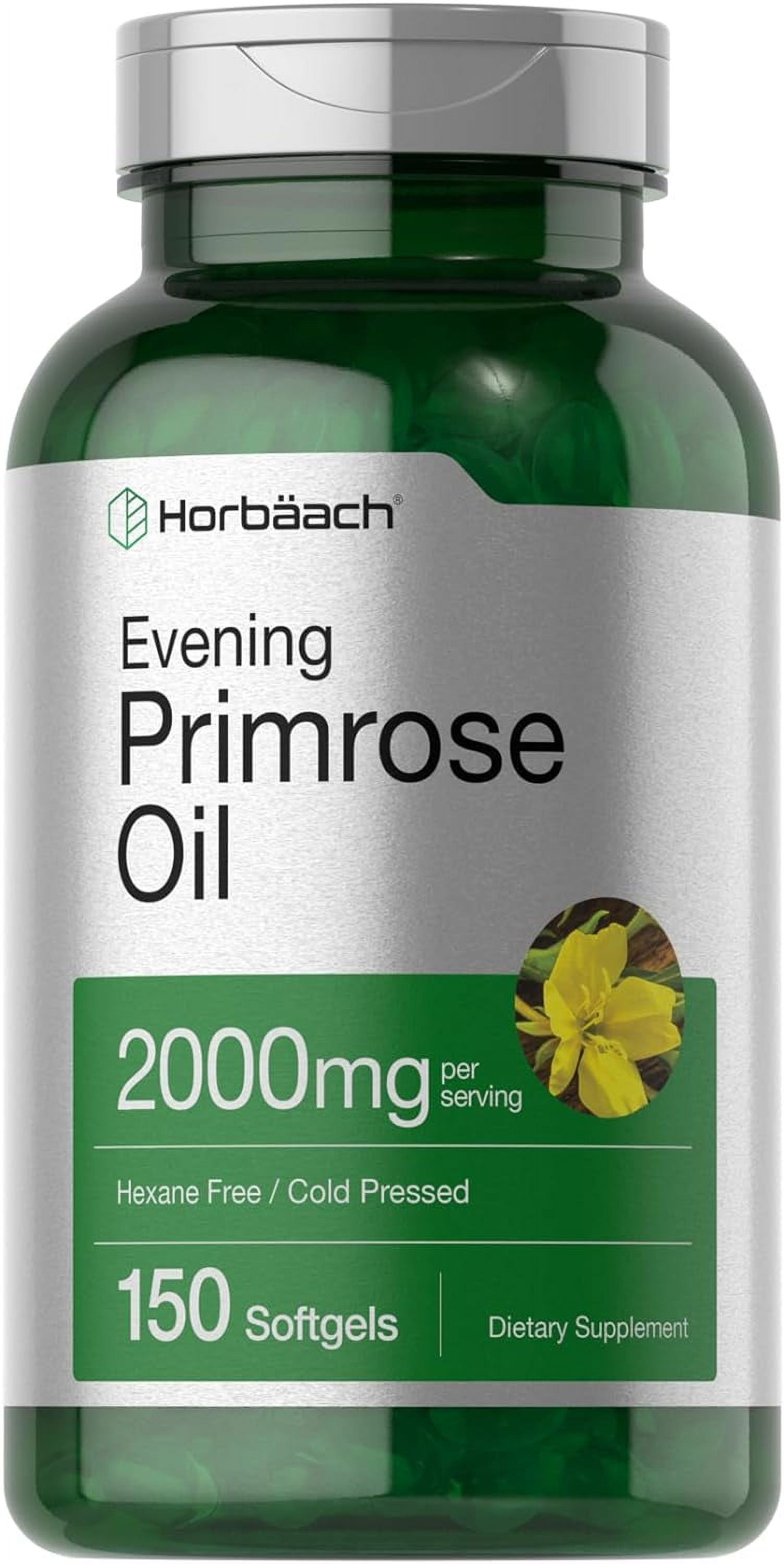 Horbaach Evening Primrose Oil 2000mg Supplement Capsules | 150 Softgels | Hexane Free - Walmart.com