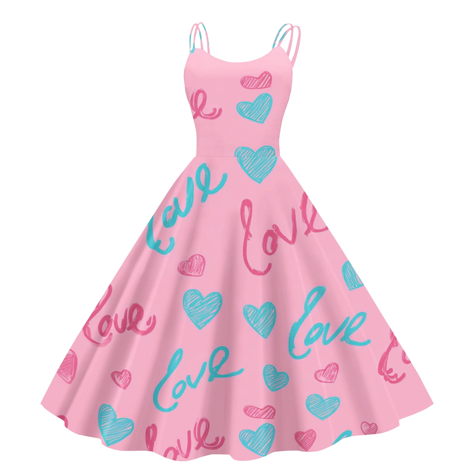 Evening Prom Party Dress For Valentine's Day Love Heart Print Fashion ...