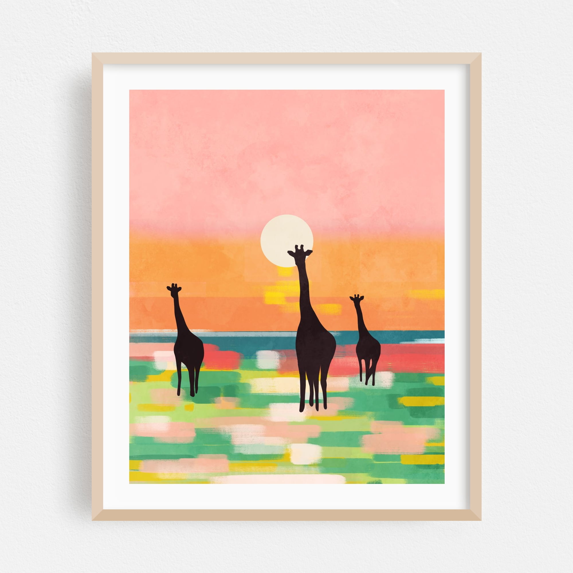 Evening Stroll in the Savannah - India Illustration Sunset Abstract ...