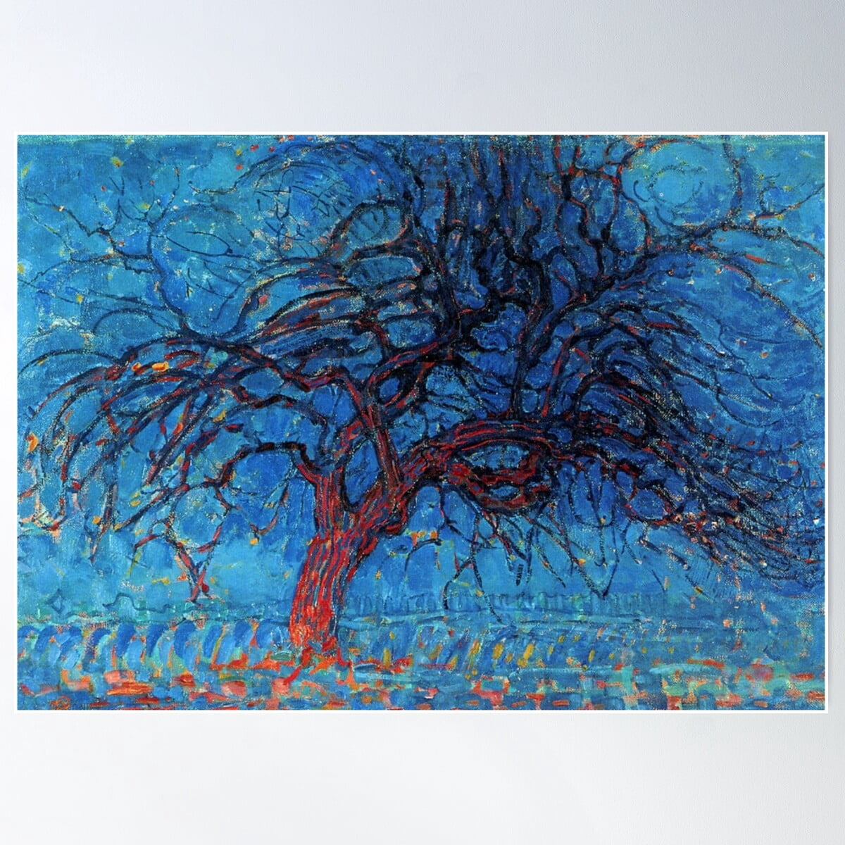 Evening The Red Tree By Piet Mondrian Poster Wall Art, Modern Wall ...