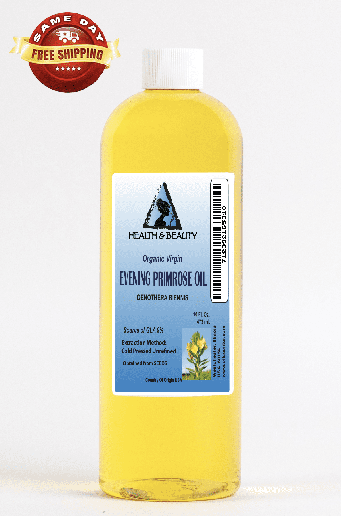 Evening primrose oil unrefined organic carrier cold pressed pure 16 oz ...