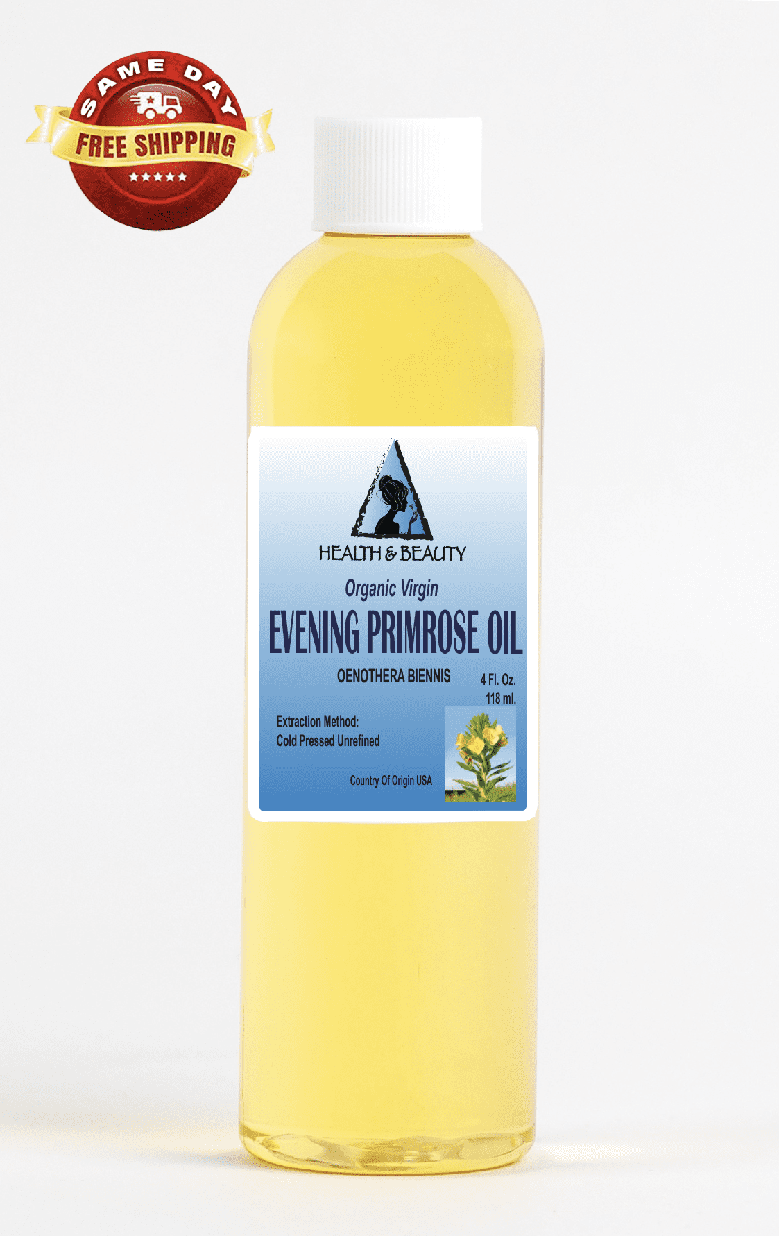 Evening primrose oil unrefined organic carrier cold pressed pure 4 oz ...