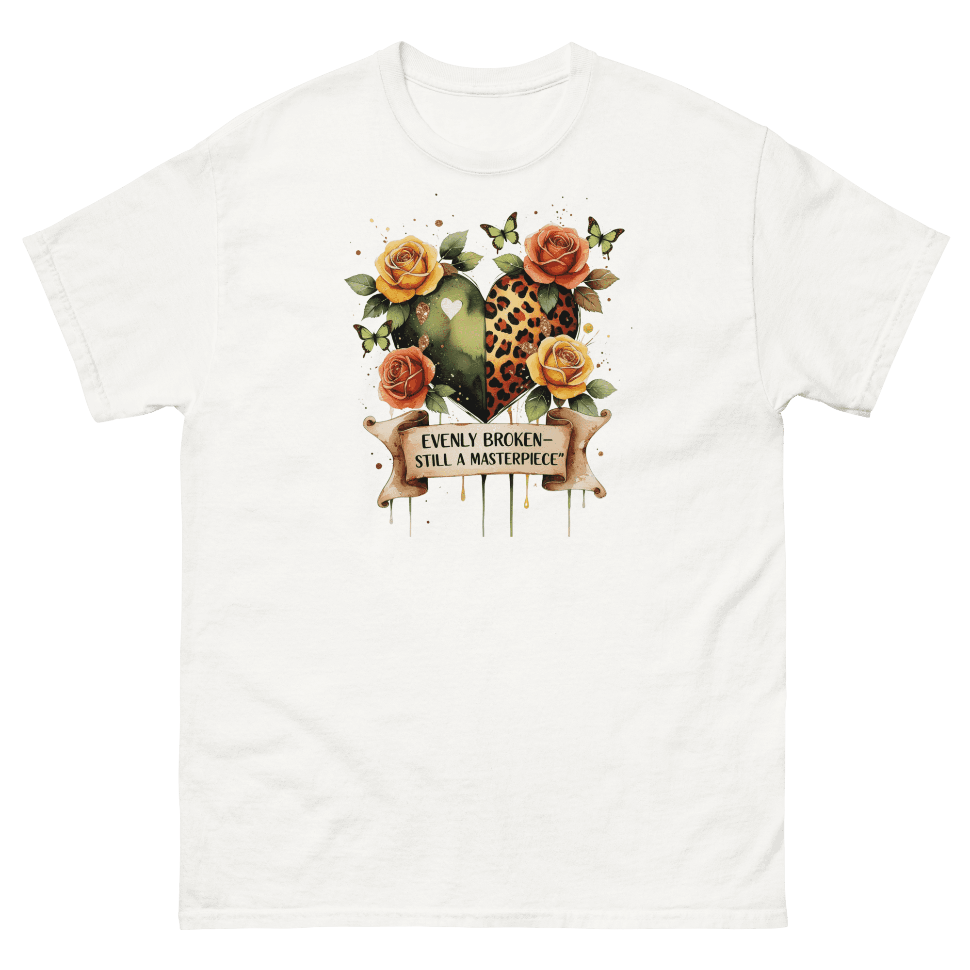 Evenly Broken Leopard Heart Tee – Watercolor Floral Vibes #4 - Walmart.com