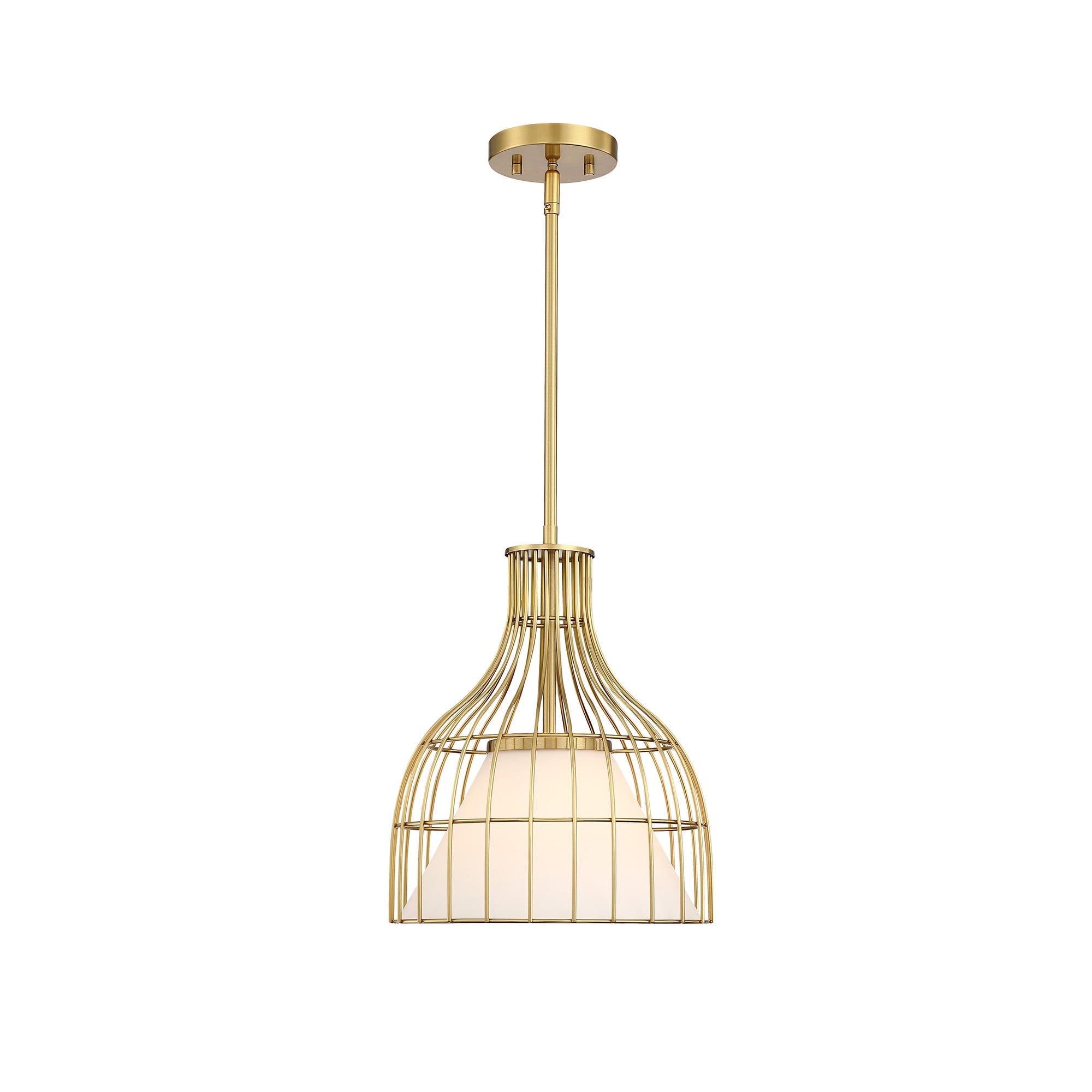 Evensong 60 Watt 1-Light Brushed Gold Bell Pendant with Etched Opal ...