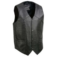 Maxam Medium Buffalo Leather Motorcycle Vest for Men - Stylish, Fuel ...
