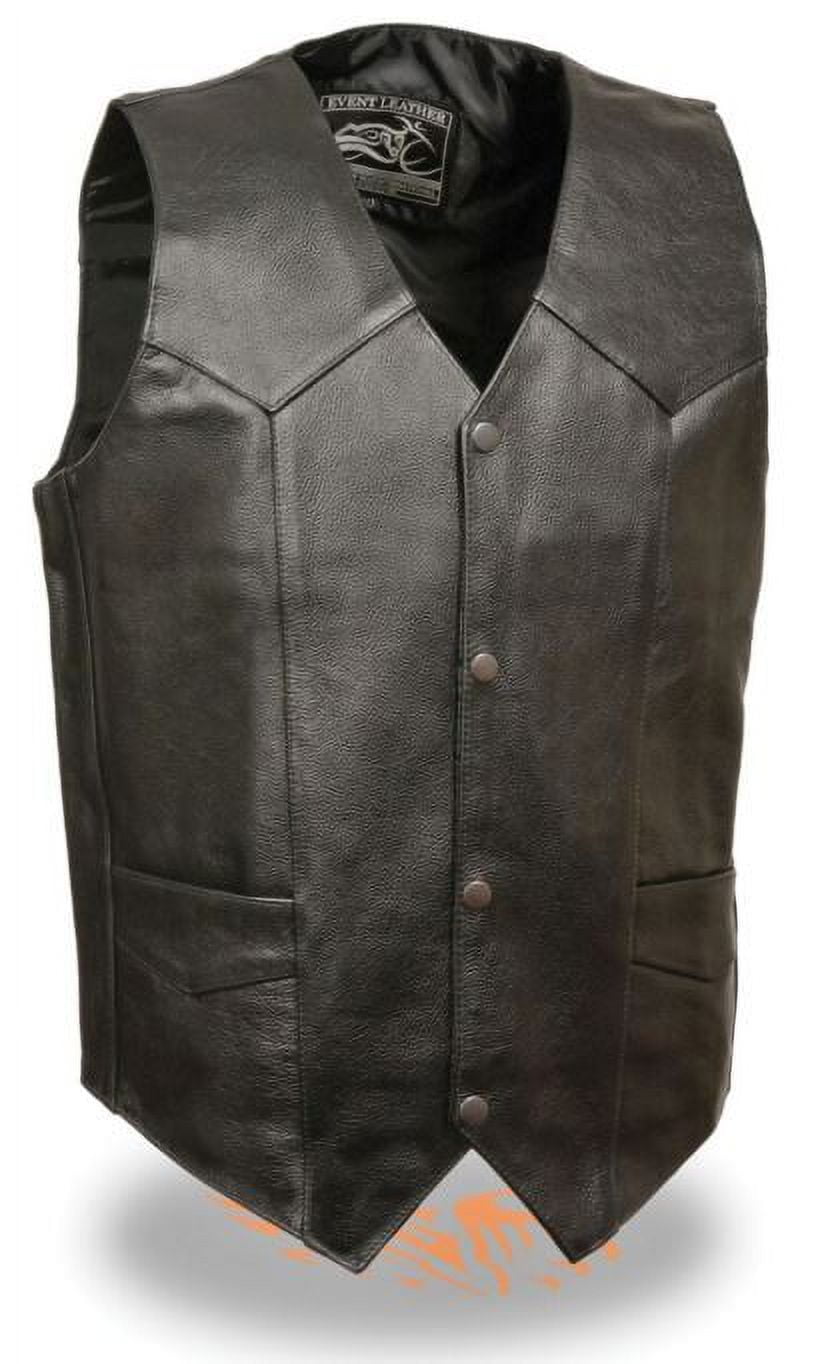 Event Leather EL5310 Black Motorcycle Leather Vest for Men - Riding ...