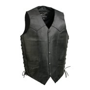 Maxam Medium Buffalo Leather Motorcycle Vest for Men - Stylish, Fuel ...