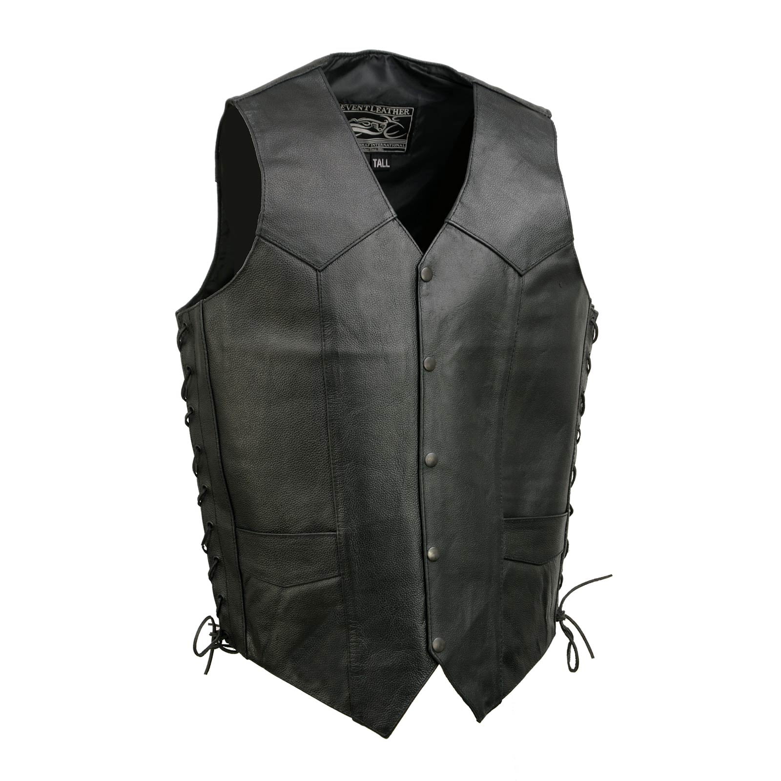Event Leather EL5315TALL Black Motorcycle Leather Vest for Men's Tall ...