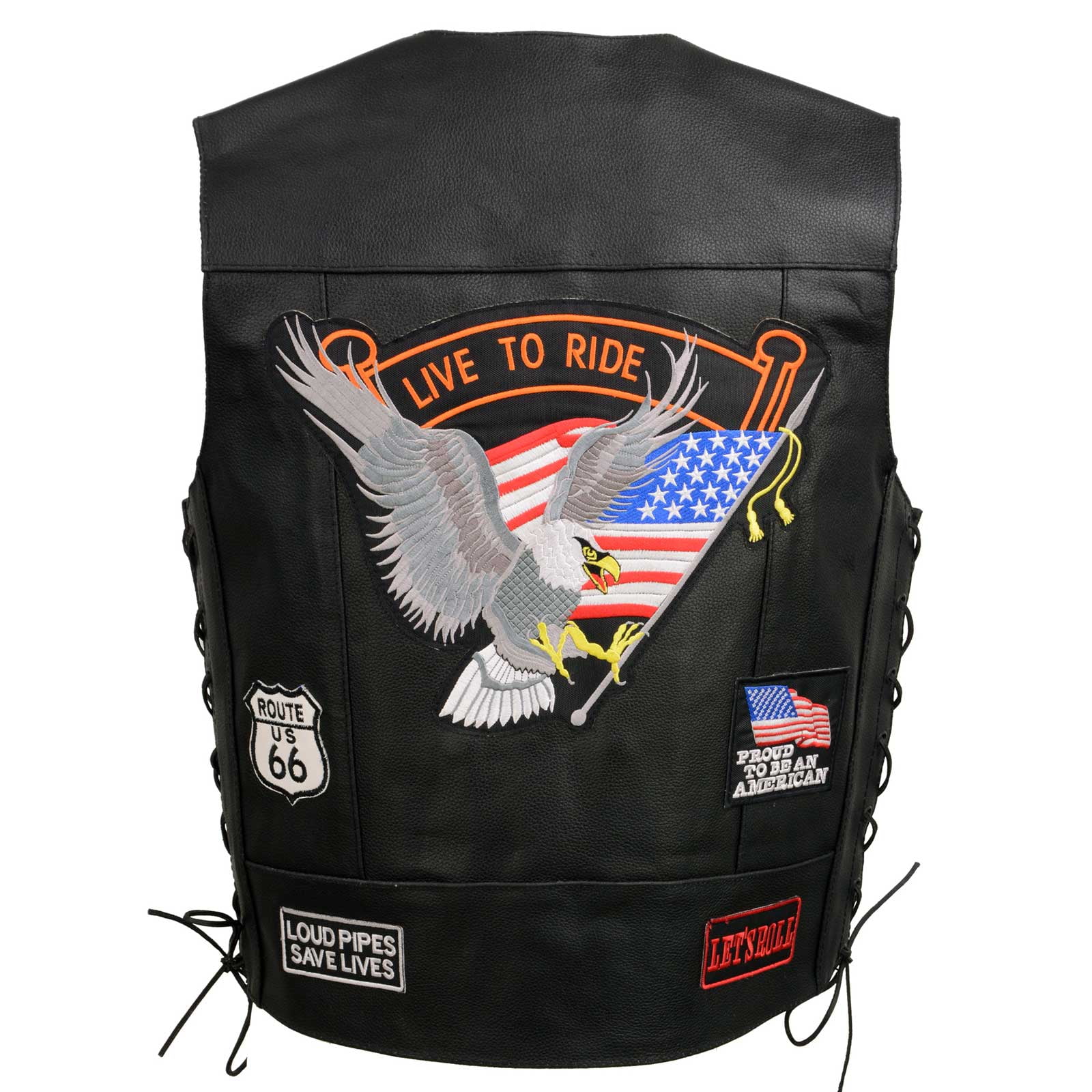 Event Leather ELM3930 Men’s Black Motorcycle Riders Leather Vest w/ 9 ...