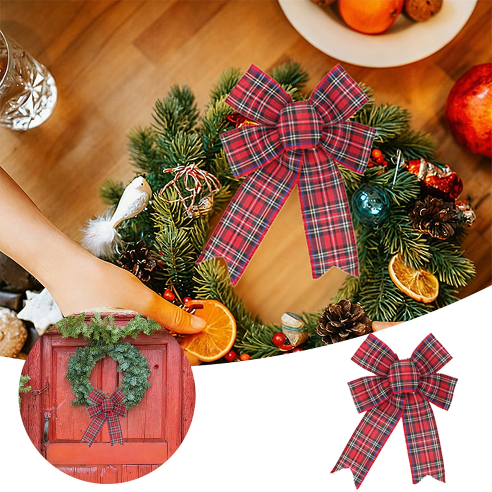 Event & Party Home Large Plaid Bow for Wreath Stair Fireplace Front ...