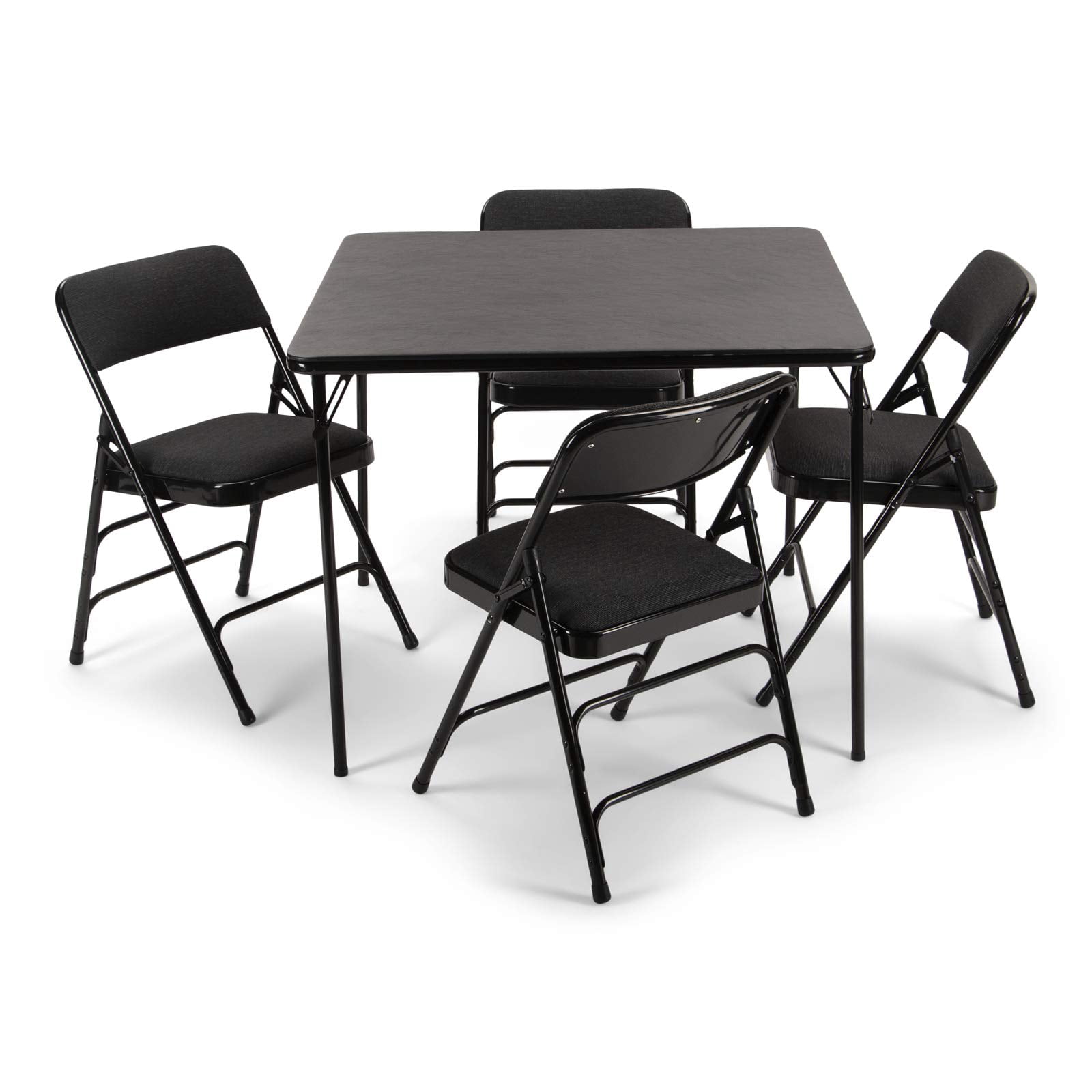 EventStable Titan Series Black Folding Card Table and Black Fabric ...