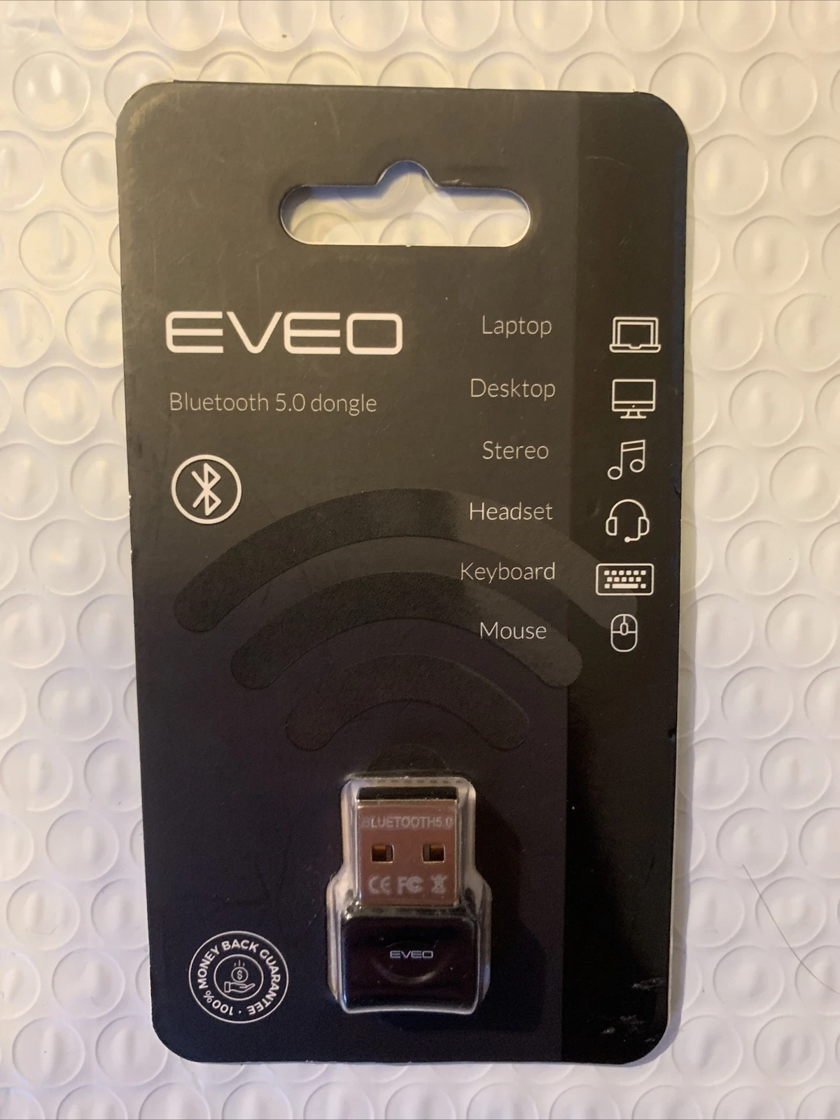 Eveo Bluetooth 5.0 Dongle Adapter For Windows Pc Headset Keyboard Mouse ...