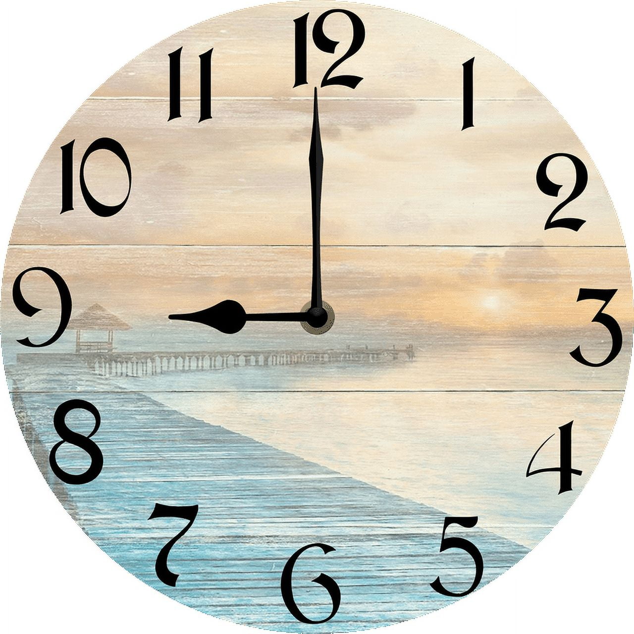 Eveokoki 10 Inch Beach Decorative Wall Clocks Silent Battery Operated ...