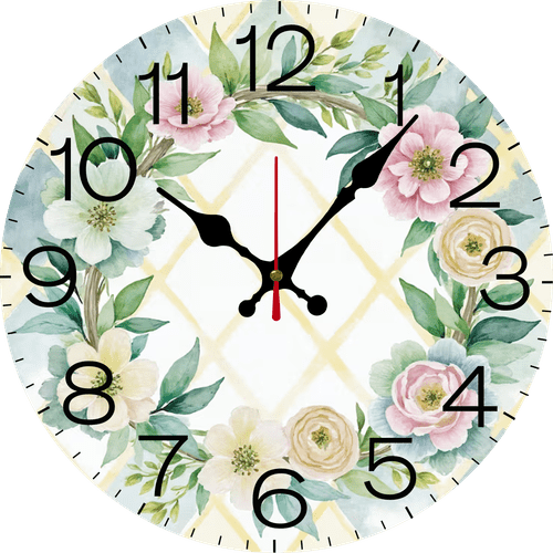 Eveokoki 10 Inch DIY Wall Clock Floral Wreath Wooden Clocks Battery ...