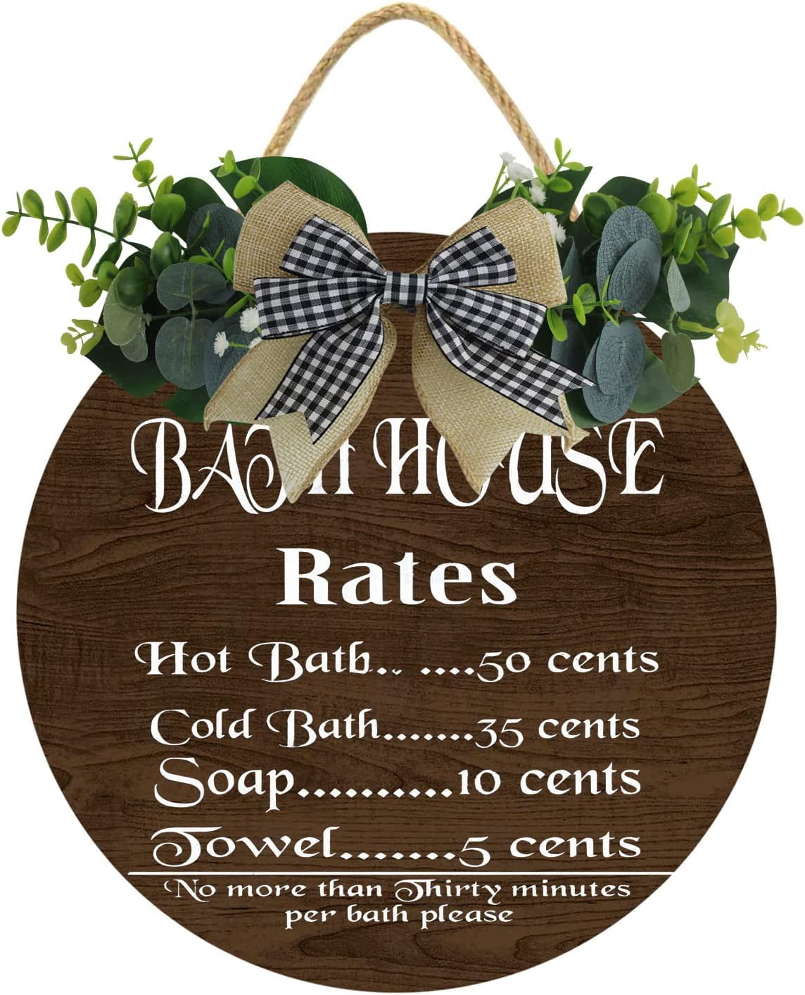 Eveokoki 11" Bath House Rates Sign, Orange Bathroom Decor,Bathroom Wall ...