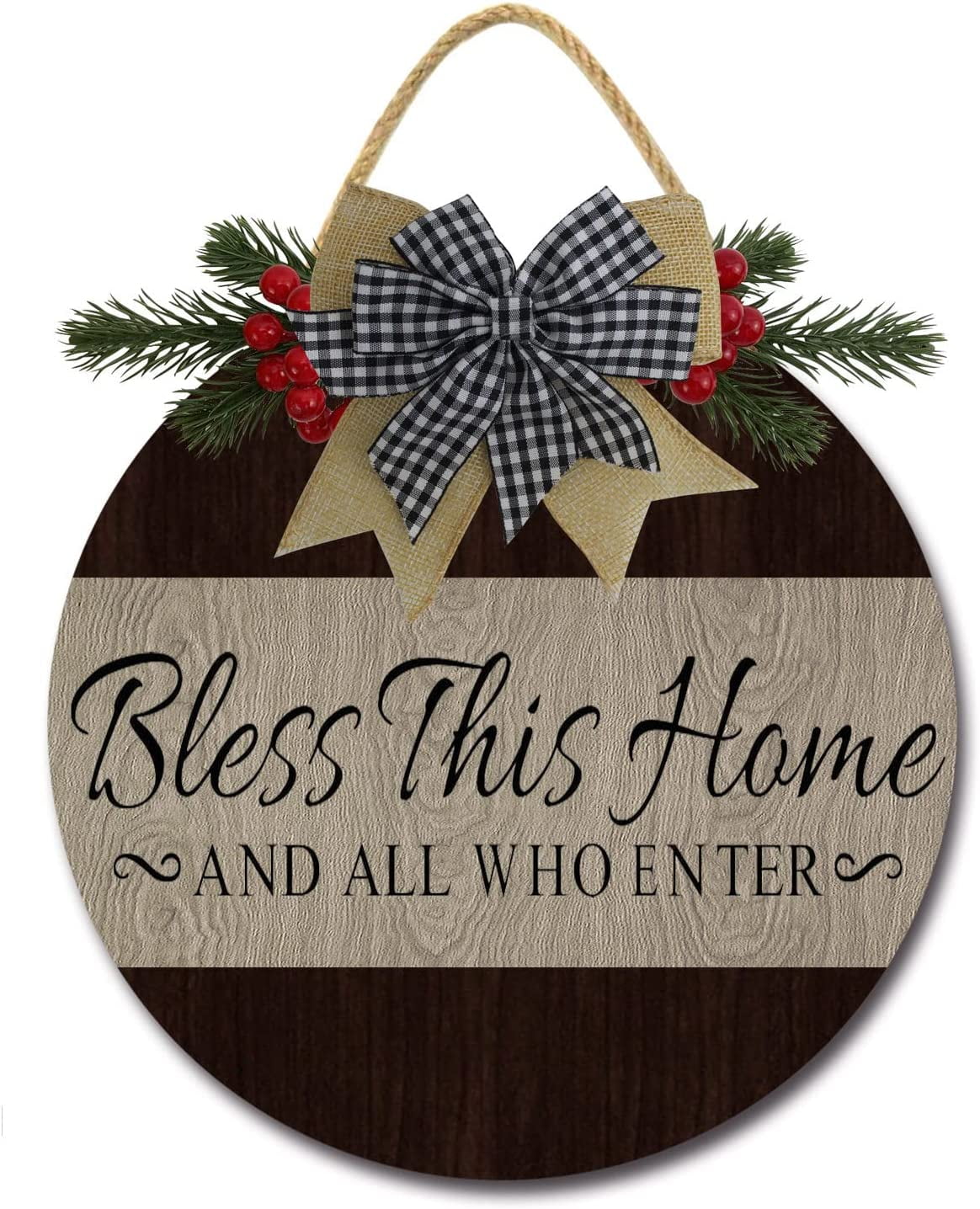 Eveokoki 11" Bless This Home Sign for Front Door Farmhouse Porch ...