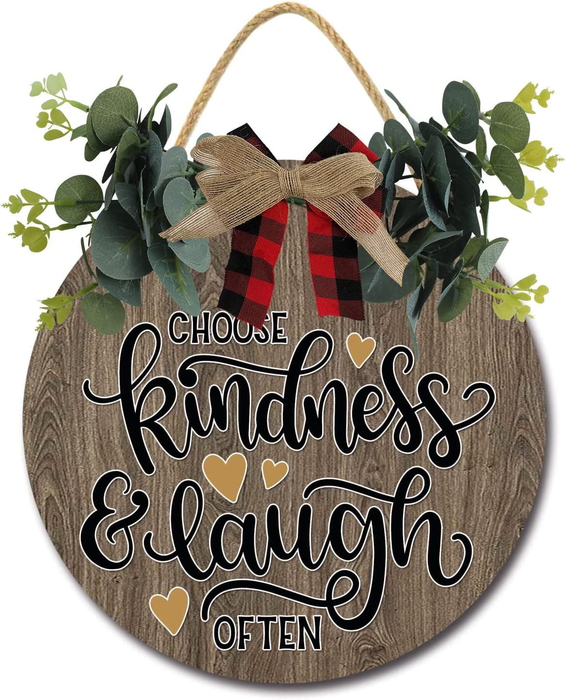 Eveokoki 11" Choose Kindness And Laugh Door Sign Plaque,Welcome Wall ...
