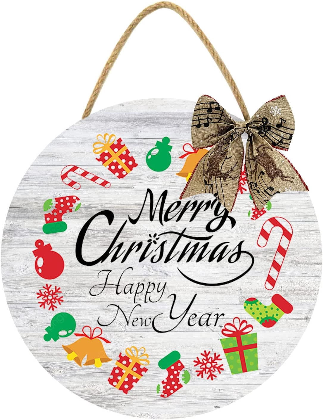 Eveokoki 11" Christmas And Happy New Year Sign,Christmas Hanging Sign ...