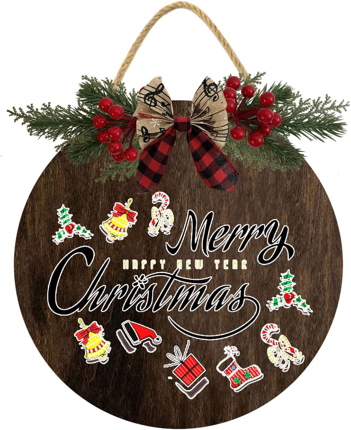 Eveokoki 11" Christmas Decorations Wreath, Christmas Hanging Sign ...