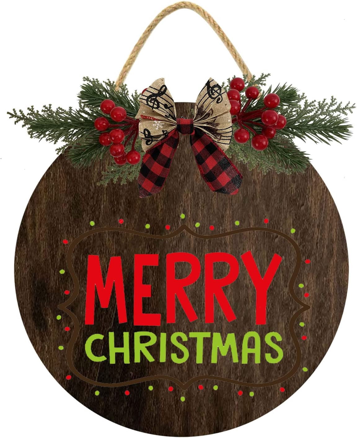 Eveokoki 11" Christmas Welcome Sign for Front Door Christmas Hanging ...