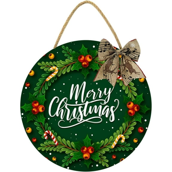 Eveokoki 11" Christmas Wreaths for Front Door, Christmas Wooden Sign ...