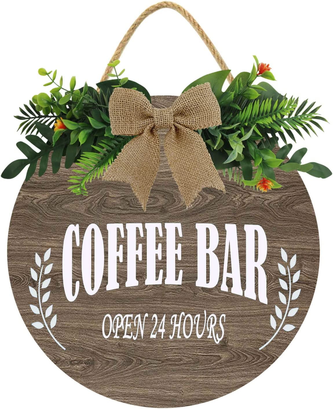 Eveokoki 11" Coffee Bar Wall Signs Decor, Coffee Bar Open 24 Hours Sign ...
