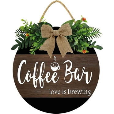 Eveokoki 11" Wake Up and Smell the Coffee Coffee Bar Sign Rustic Decor ...