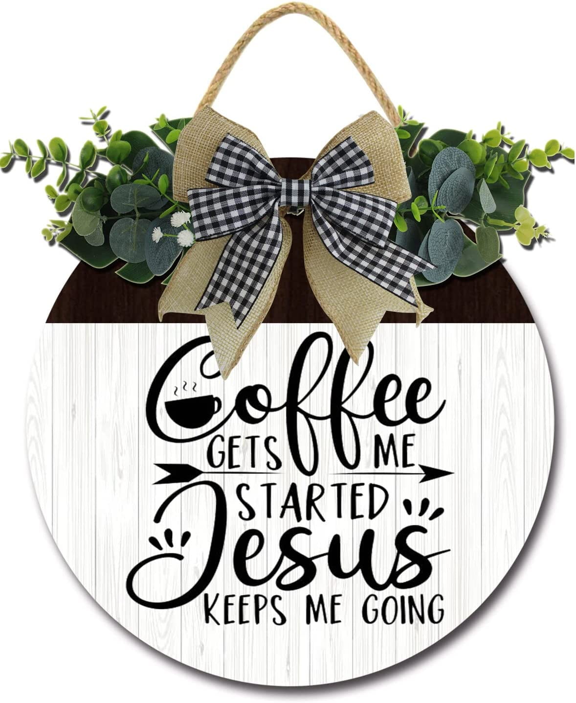 Eveokoki 11" Coffee Gets Me Started Jesus Keeps Me Going Coffee Bar ...