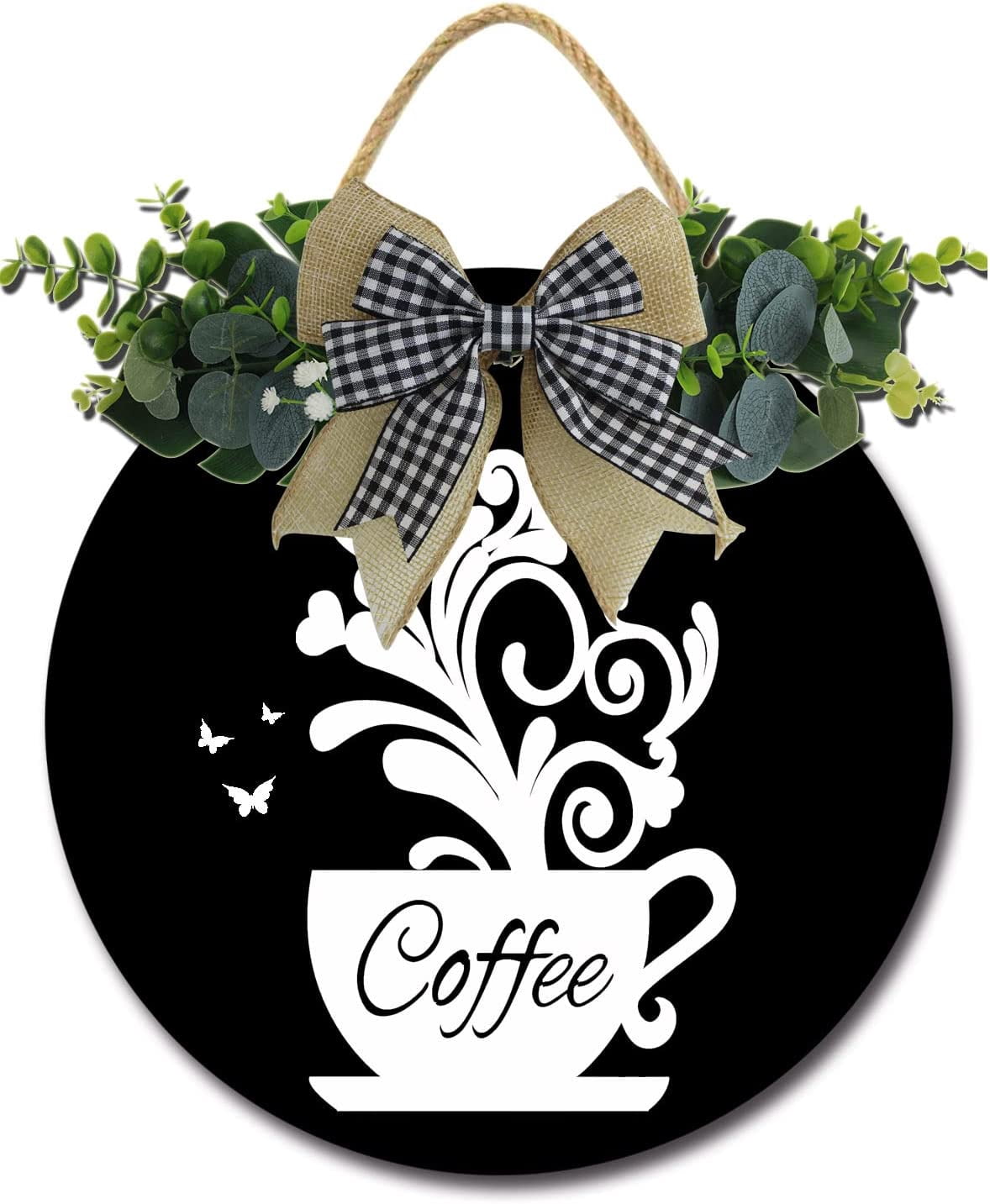 Eveokoki 11" Coffee Sign Decor Rustic Farmhouse， Wooden Retro Plaque ...
