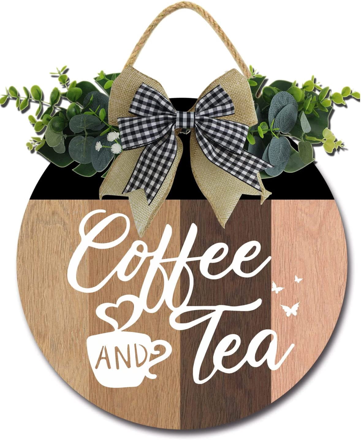 Eveokoki 11" Coffee and Tea Coffee Sign Decor Rustic Farmhouse Wooden ...