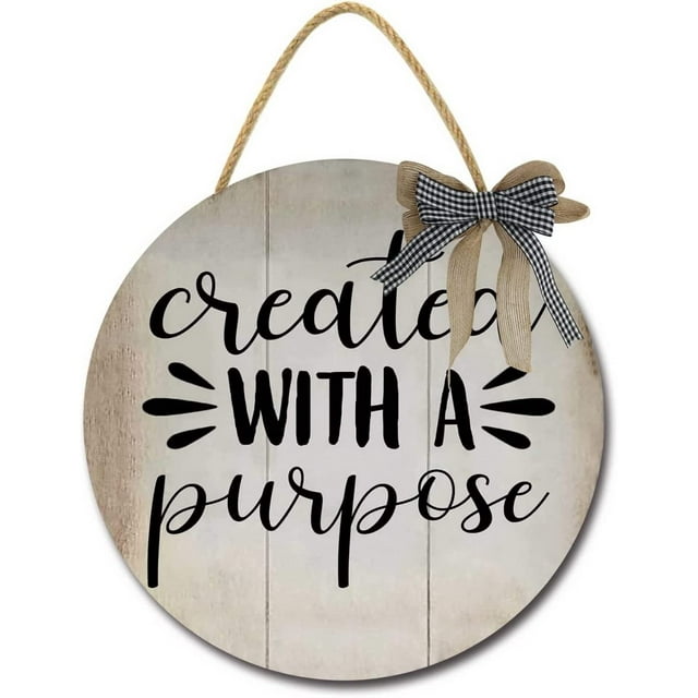 Eveokoki 11" Created With A Purpose Sign Farmhouse Door Signs for ...