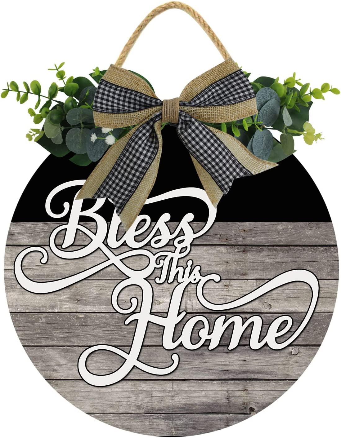 Eveokoki 11" Door Decor Sign,Rustic Hanging Bless This Home Wooden ...