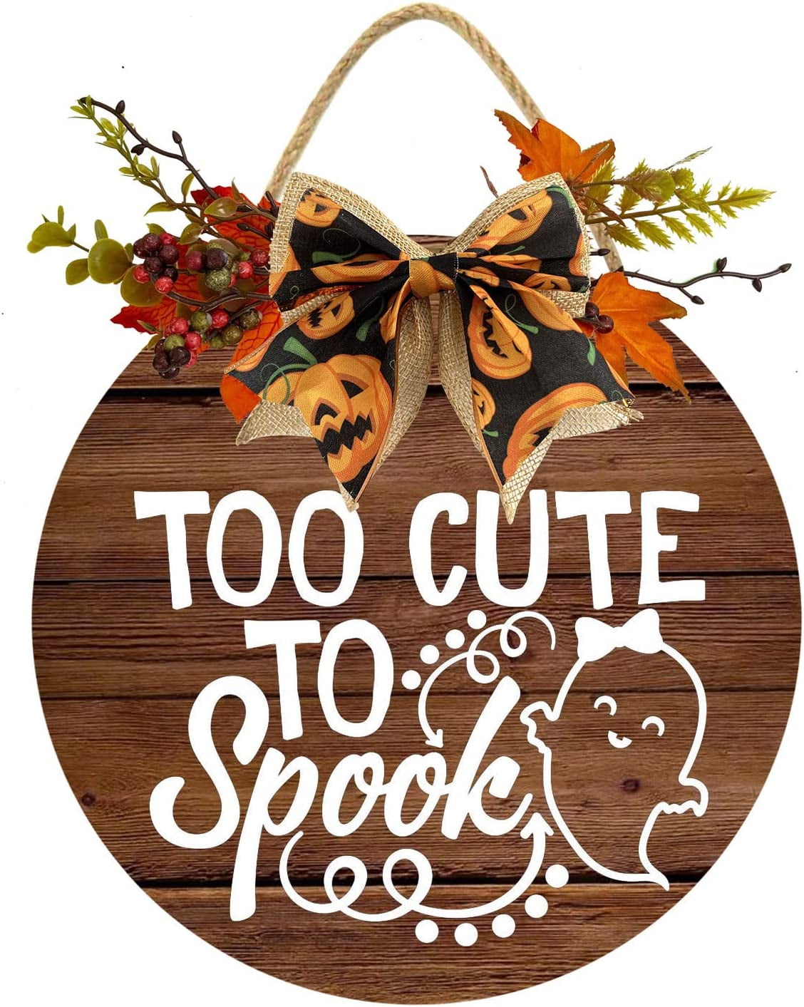 Eveokoki 11" Door Sign Too Cute To Spook Wood Home Wall Decor,Farmhouse ...
