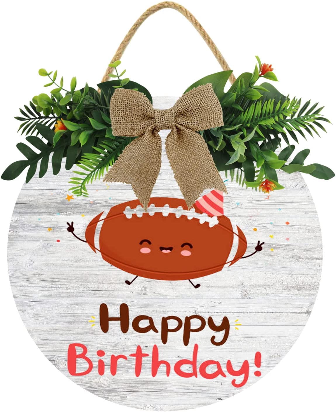 Eveokoki 11" Football Sign Happy Birthday Football Ball Round Hanging ...