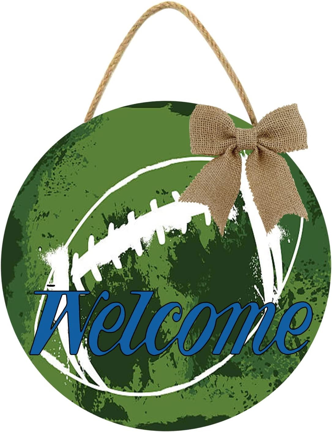 Eveokoki 11" Football Sign Welcome Football Round Hanging Sign Football ...