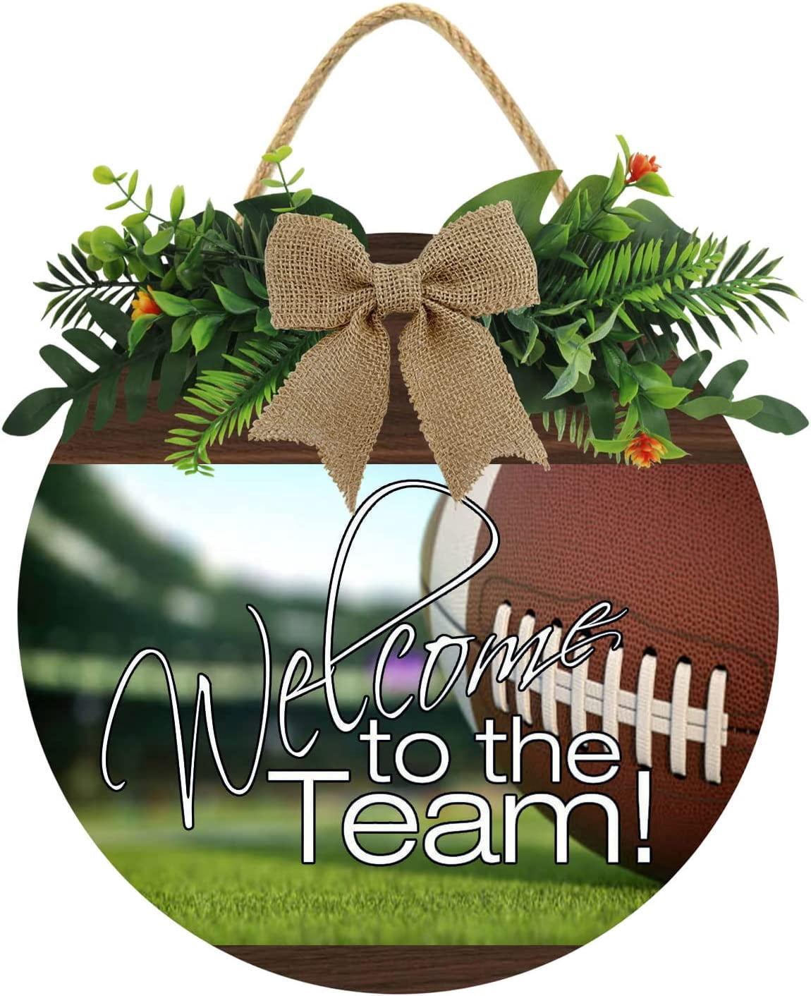Eveokoki 11" Football Sign Welcome To The Football Team Round Hanging ...