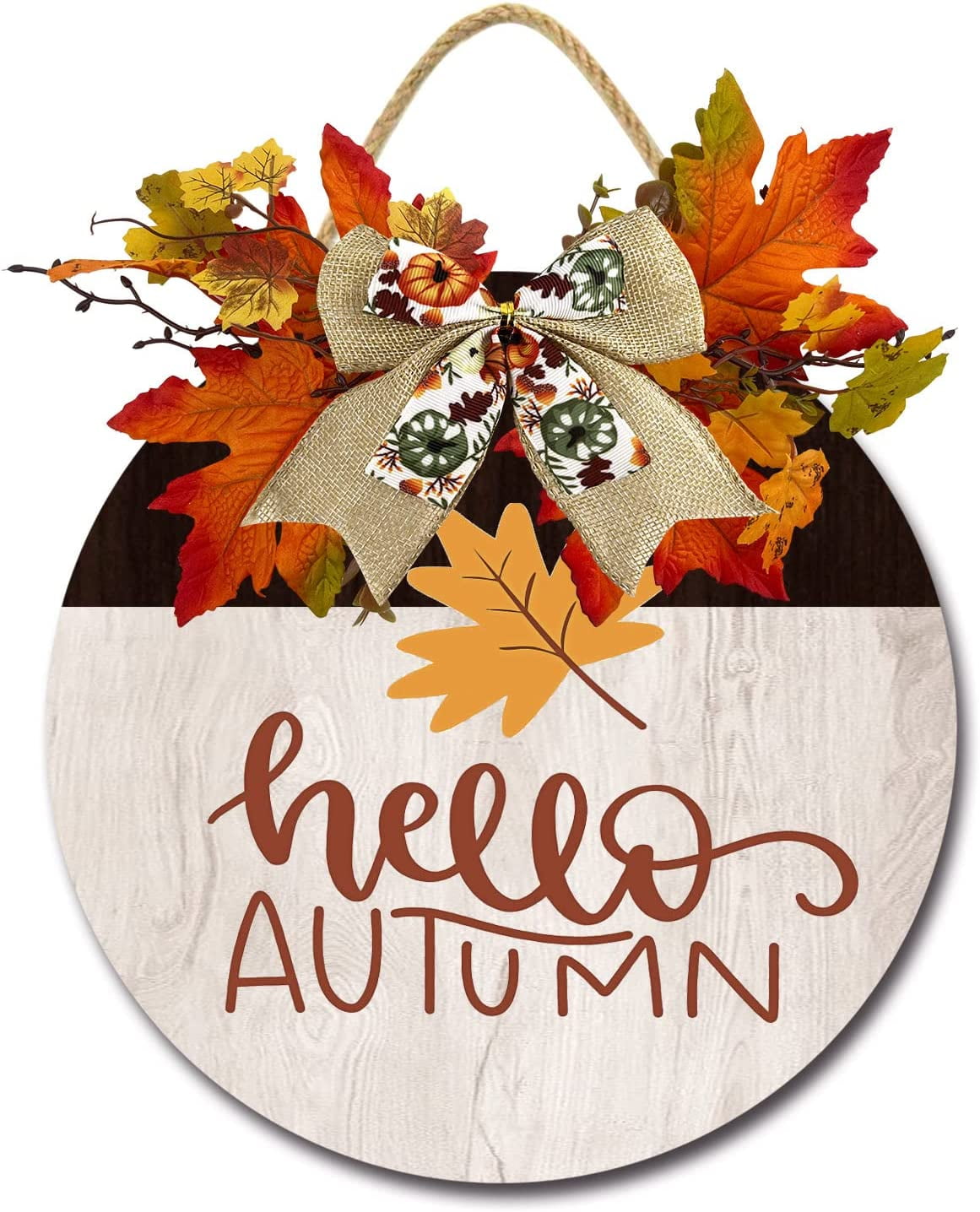 Eveokoki 11" Funny Hello Autumn Signs for Front Door Farmhouse Porch ...