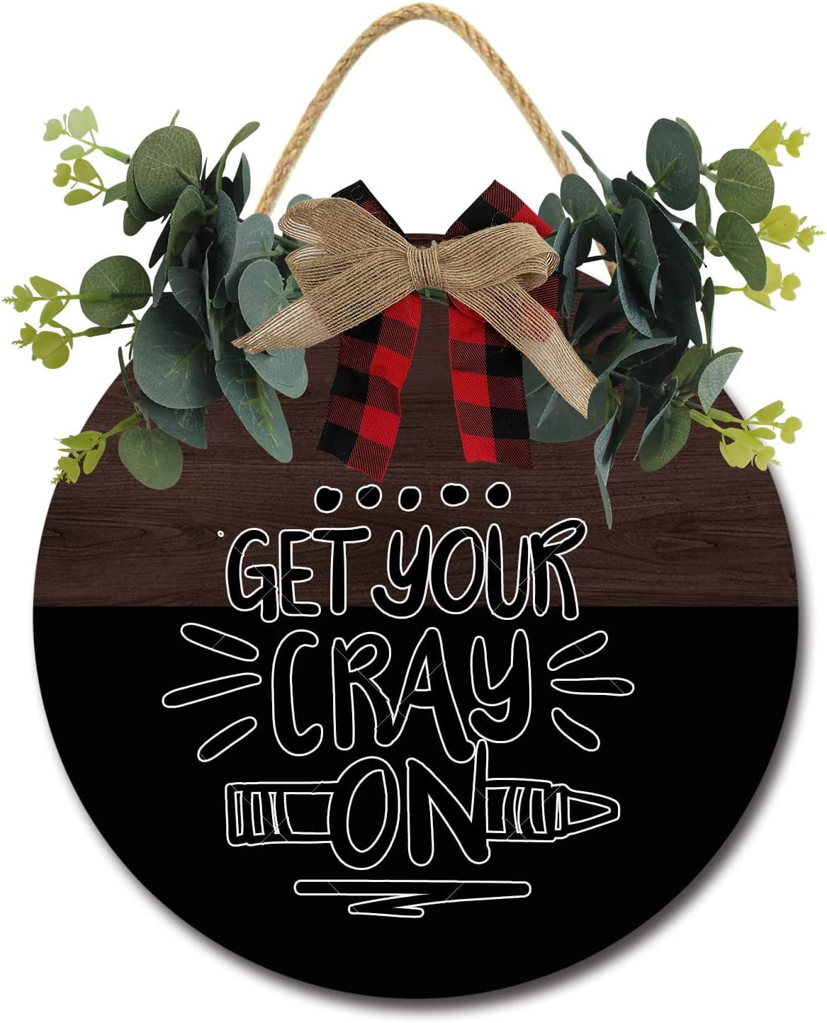 Eveokoki 11" Get Your Crayon Door Sign Plaque,Welcome Wall Hanging ...