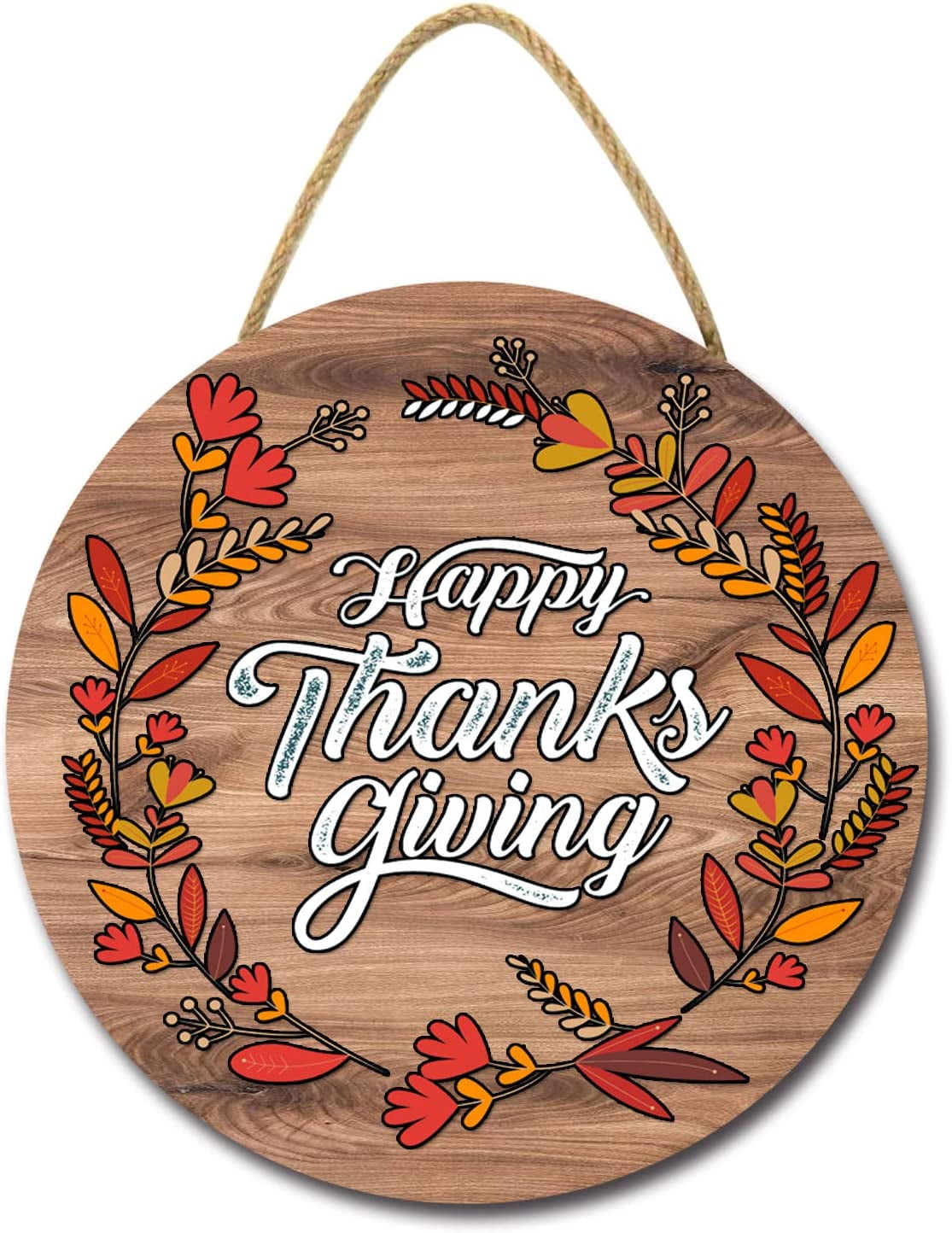 Eveokoki 11" Happy Thanksgiving Door Sign Hanging Sign Autumn Wall ...