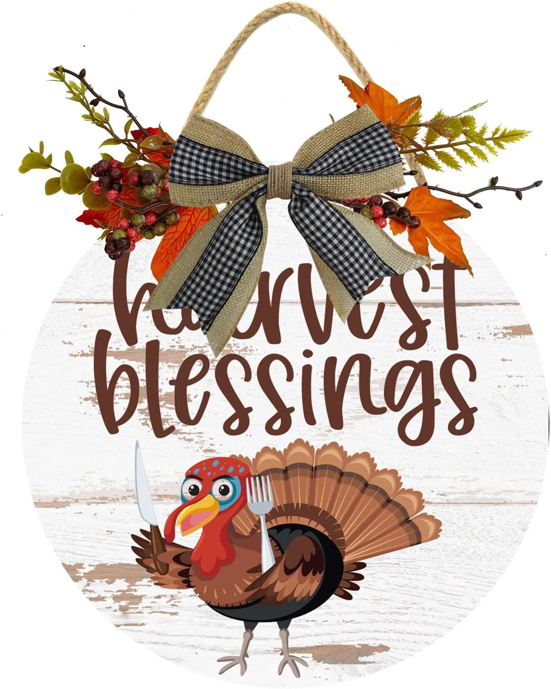 Eveokoki 11" Harvest Blessings Thanksgiving Autumn Sign Plaque Front ...
