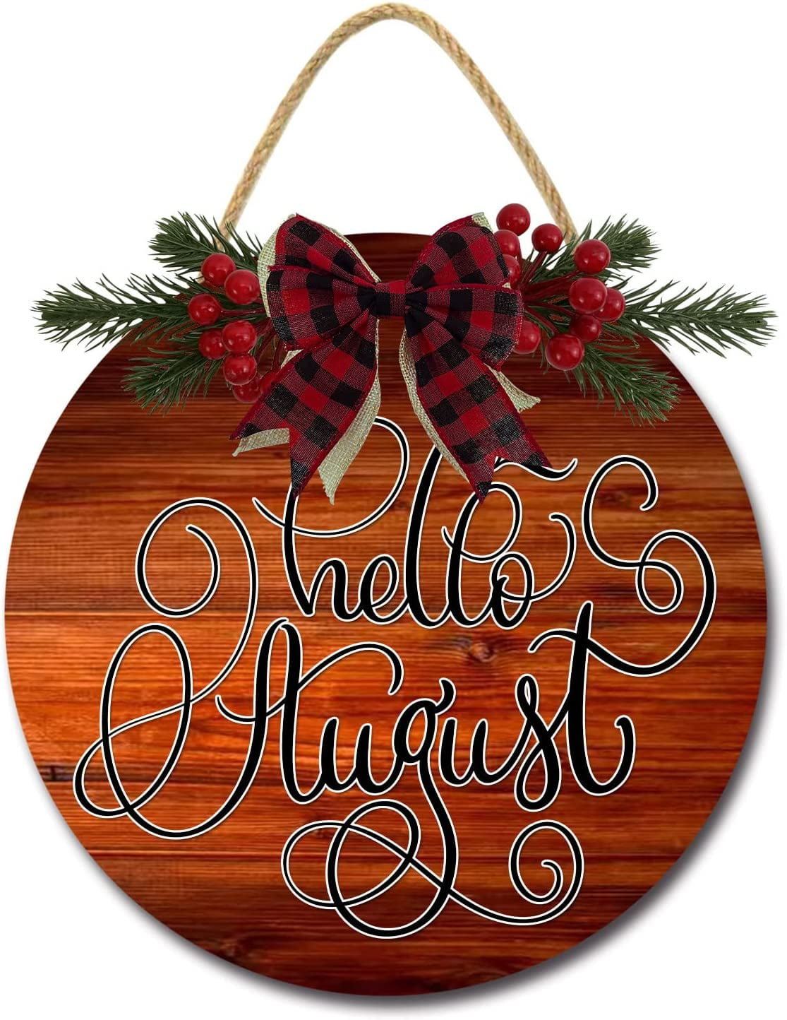 Eveokoki 11" Hello August Wreaths Decor Sign Front Door, Home Decor ...