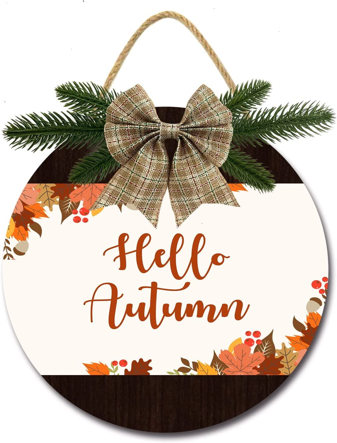 Eveokoki 11" Hello Autumn Signs Home for Front Door Farmhouse Porch ...