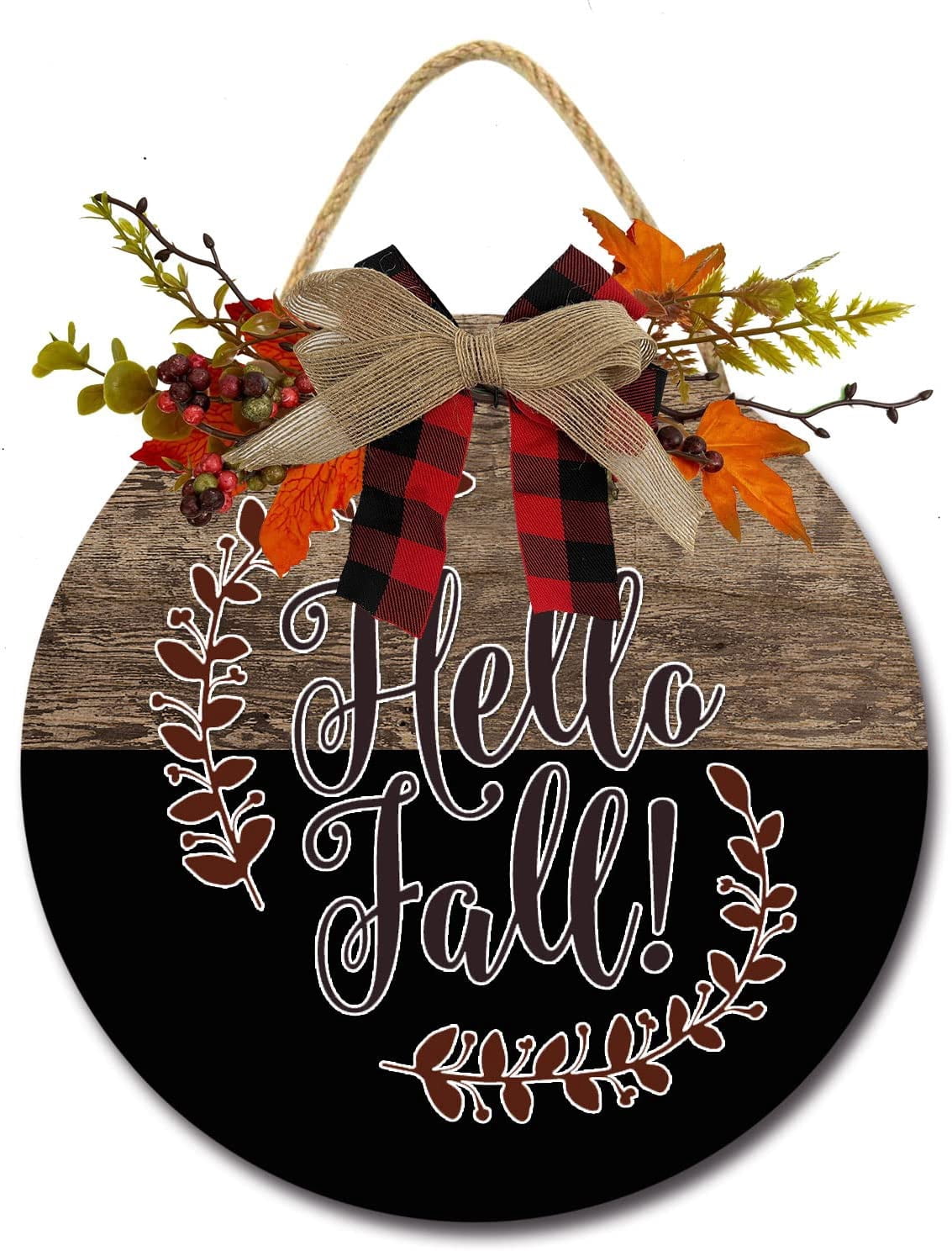 Eveokoki 11" Hello Fall Door Sign Thanksgiving Wreaths for Front Door ...
