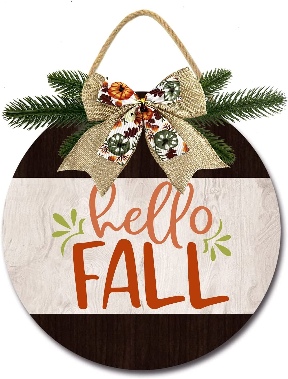 Eveokoki 11" Hello Fall Funny Signs for Front Door Farmhouse Porch ...