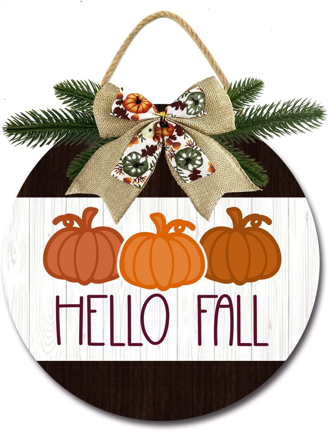 Eveokoki 11" Hello Fall Pumpkin Signs for Front Door Farmhouse Porch ...